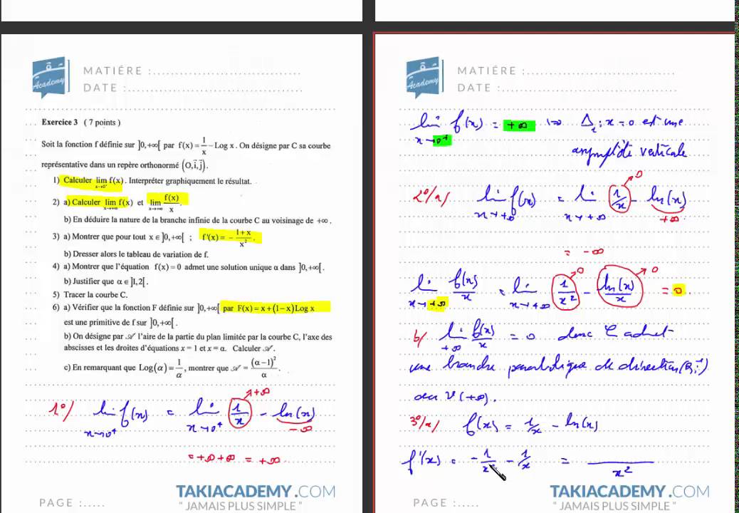 11_Application _correction d'un bac _fonction Ln - YouTube