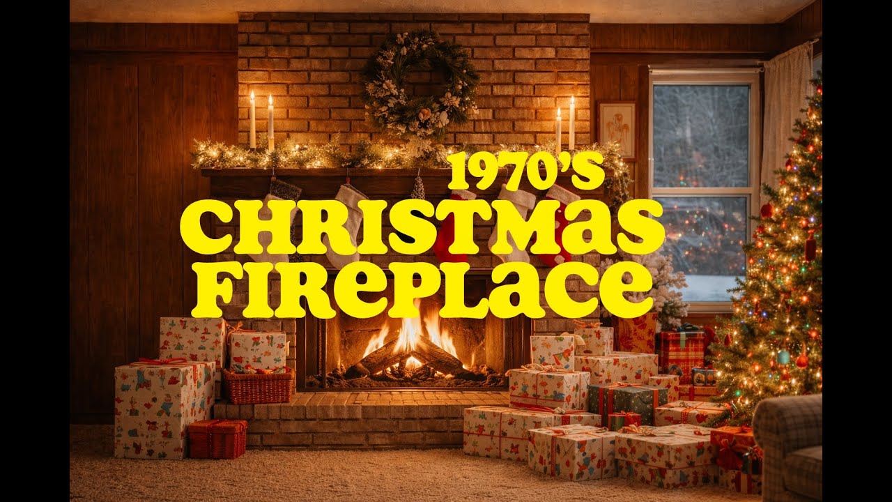 A 1970s Christmas Fireplace 🎄 Cozy Retro Ambience & Classic Holiday ...