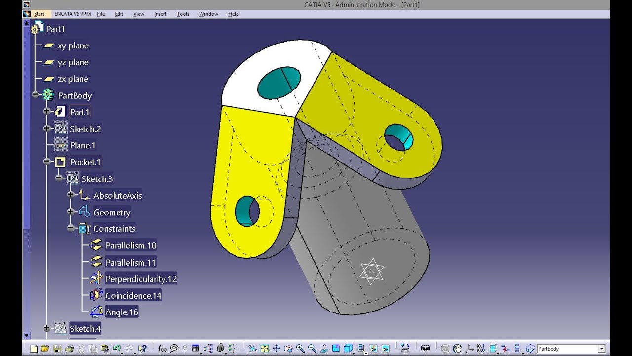 How to create a mechanical part using CATIA Part Design 77 - YouTube