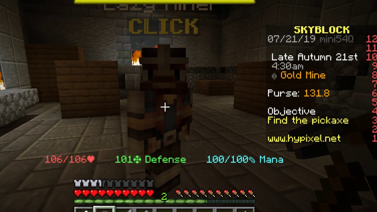 minecraft hypixel skyblock part 2 making armor and mining - YouTube