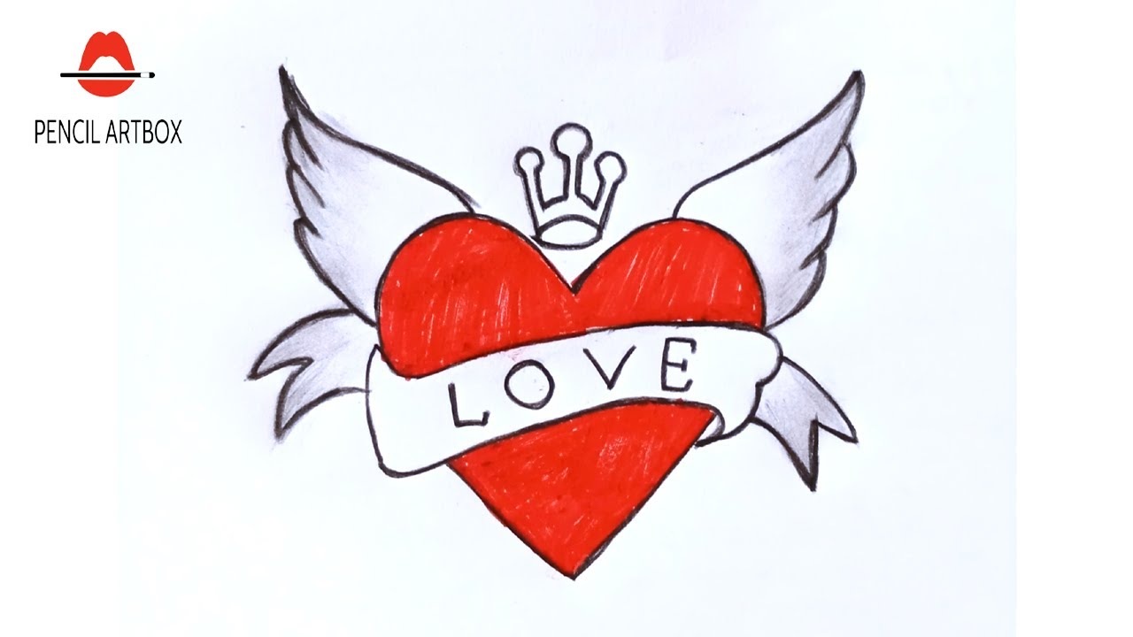 How to draw love heart | beautiful heart love drawing step by step ...