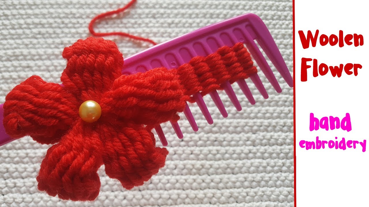 Amazing Woolen Flower Ideas With Comb 🌸 Hand Enbroidery 🌸 - YouTube