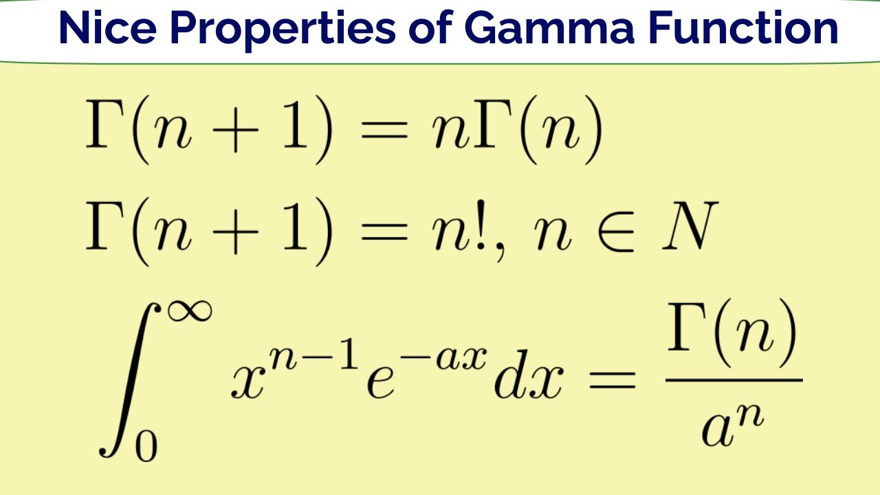 Gamma Function Introduction Gamma Function Properties YouTube Gamma Function Introduction Gamma Function Properties YouTube