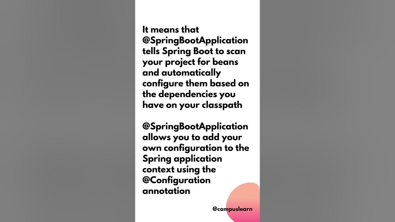 Springbootapplication Spring Annotation Youtube