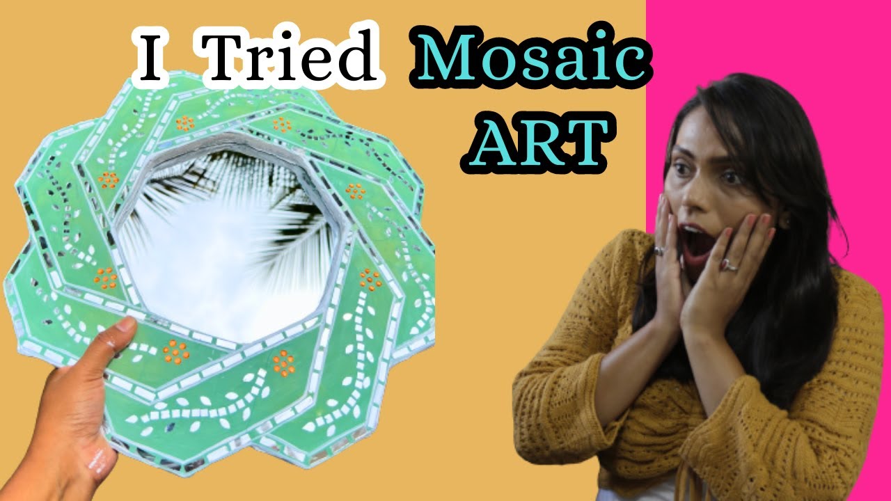 Tried Mirror Mosaic Art with waste cardboard | Mirror Mosaic Art | DIY ...