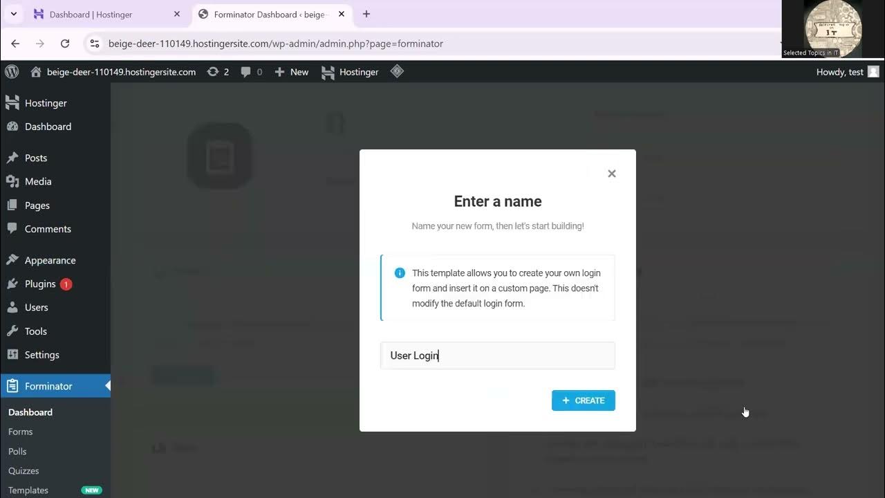 WordPress 1: Create and link a Login user form in WordPress using Forminator - YouTube