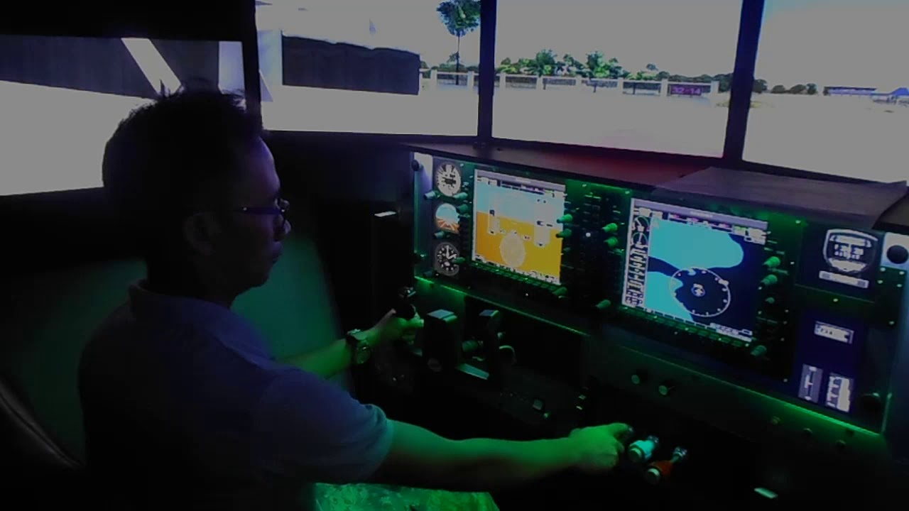 Solo flight in a Redbird FMX sim - YouTube