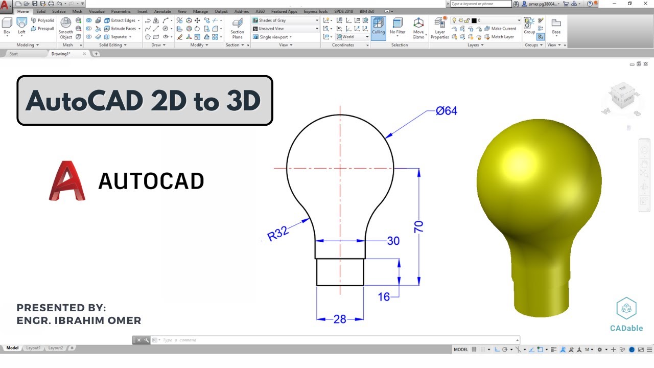 AutoCAD 2D to 3D | AutoCAD 2D to 3D Conversion | AutoCAD 2D Drawing and ...