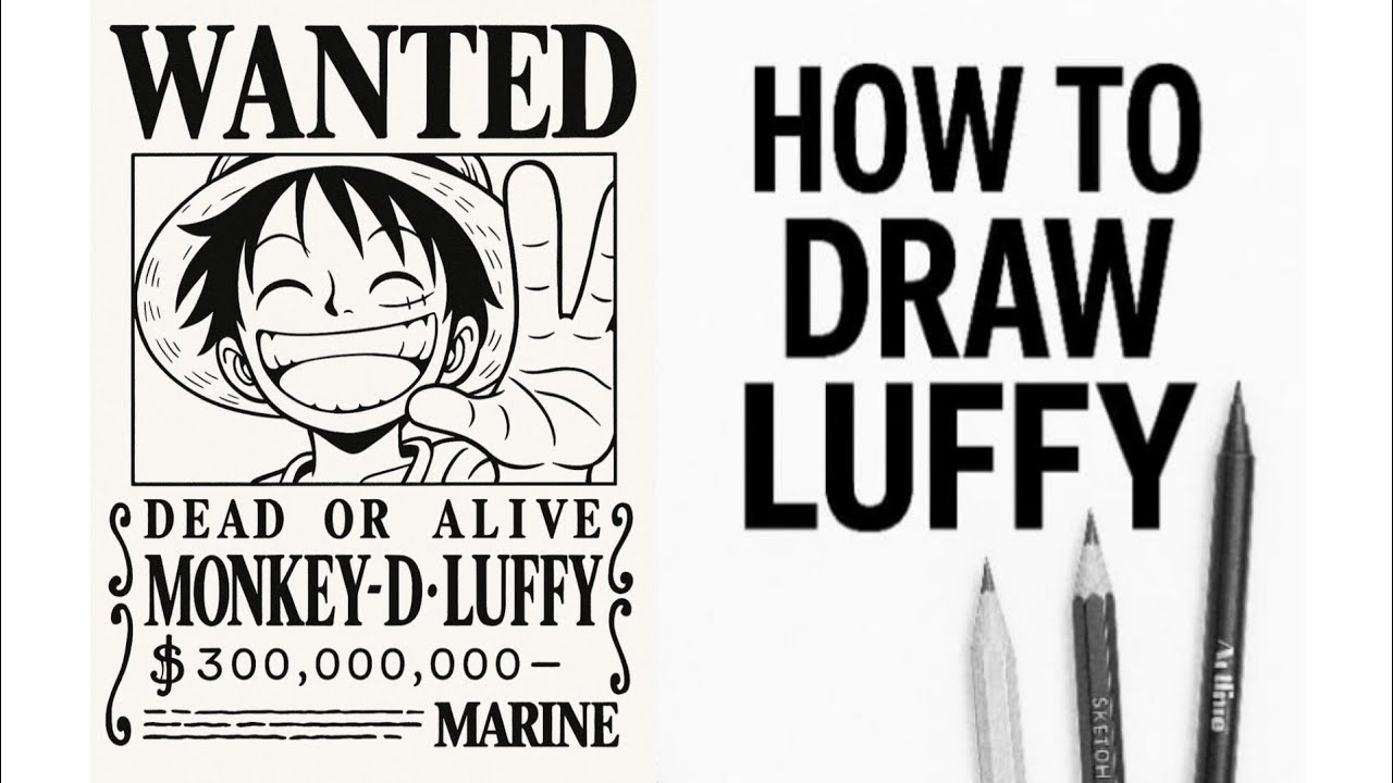 How to draw Luffy Wanted Poster Step by Step | wanted poster drawing ...