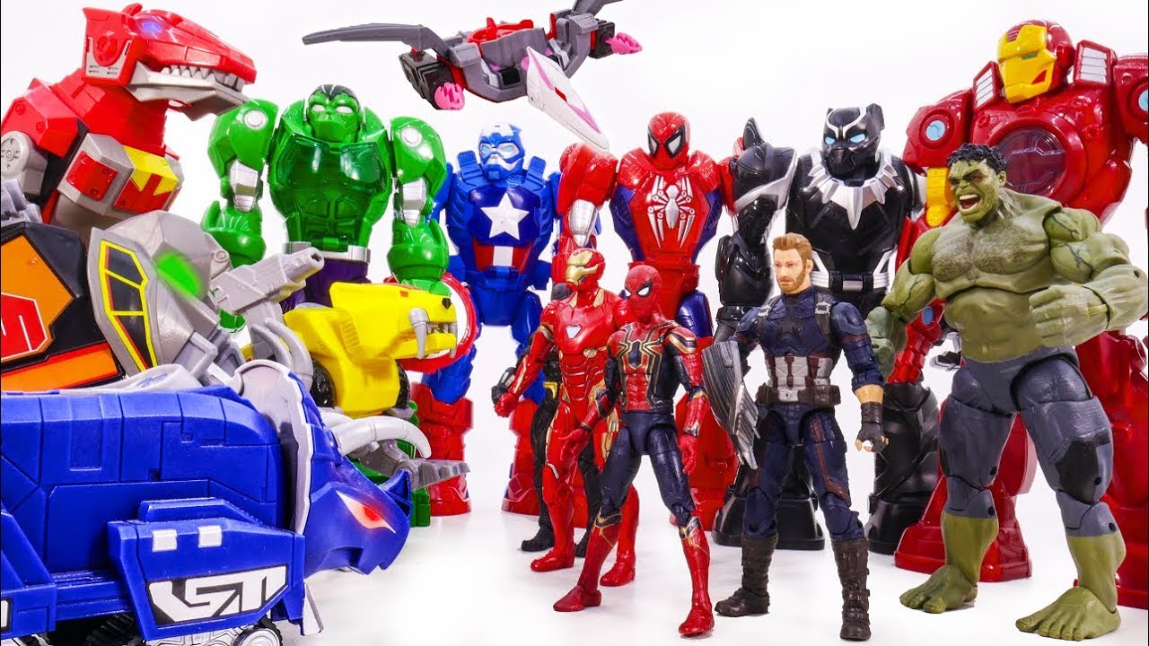 SuperHero Mech Armors Vs Power Rangers Zords Toy Battle #TOYSPLAYTIME ...