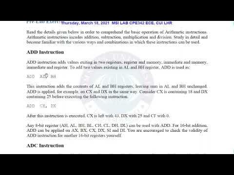 Working of Arithmetic Instructions [ADD, SUB, MUL, DIV, INC, DEC and ...