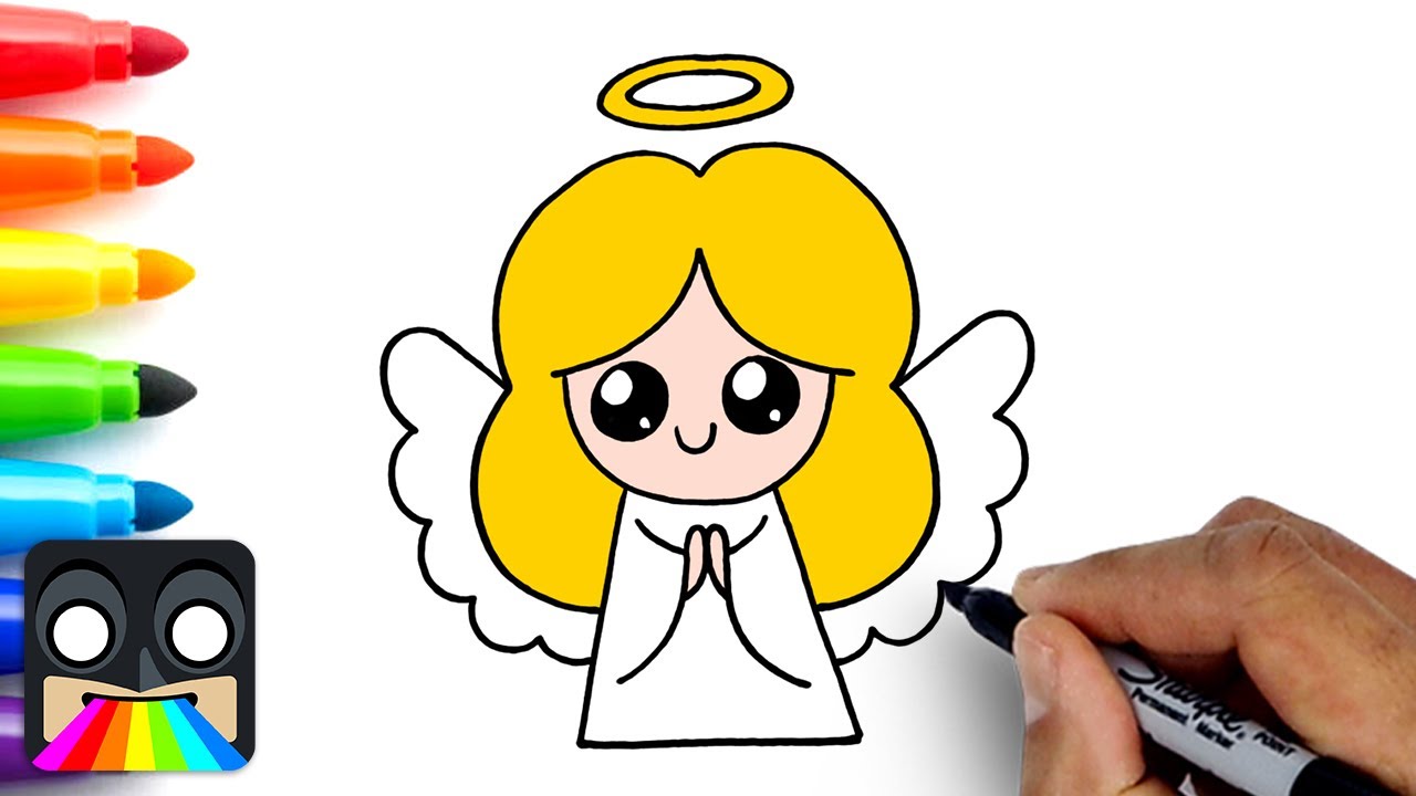 How To Draw a Cute Christmas Angel - YouTube