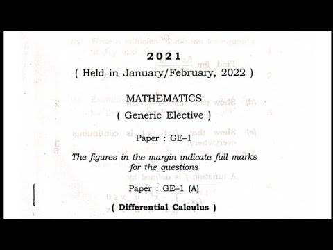 Bsc 1st sem Generic Maths Calculus question paper (2021-22) CBCS ...