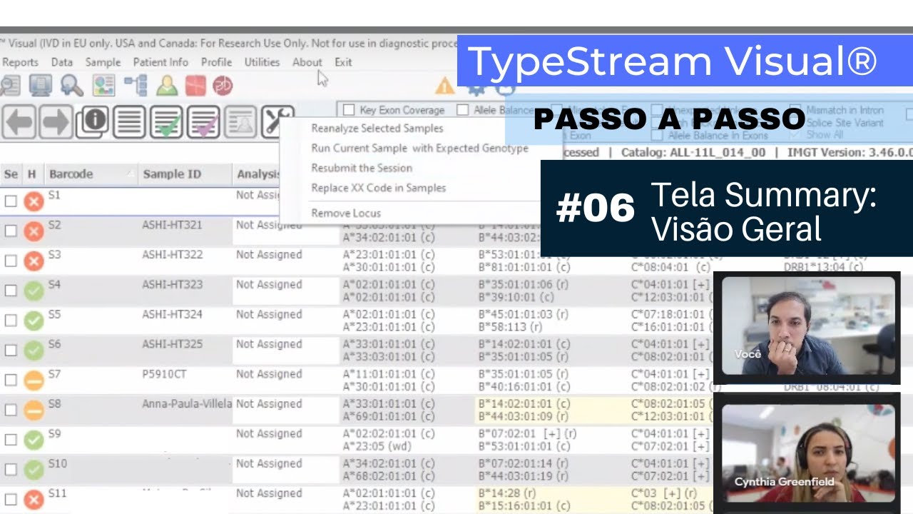 Análise de Dados de #NGS para #HLA | Série: TypeStream | 06. Tela Summary - Resultados da ...