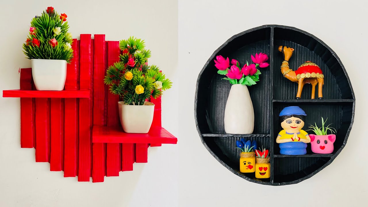 Cardboard wall shelf craft ideas | DIY cardboard wall shelves | best ...