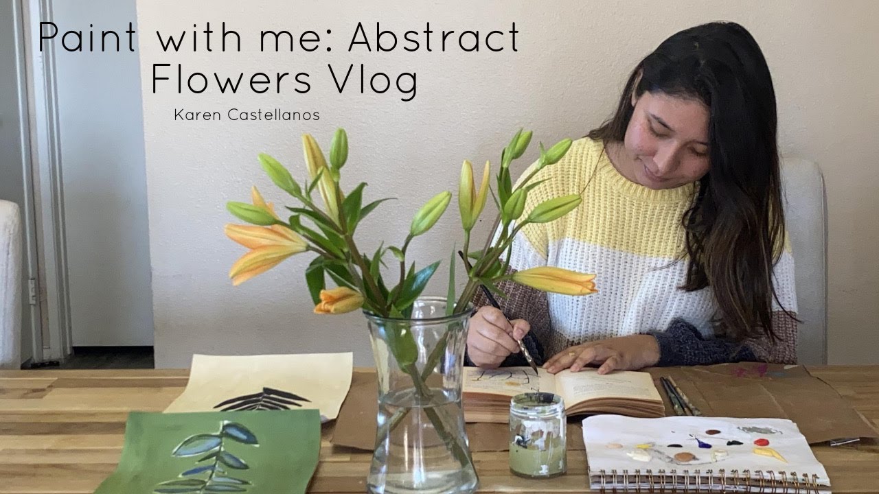 Paint with me | Painting Abstract flowers while incorporating geometric ...