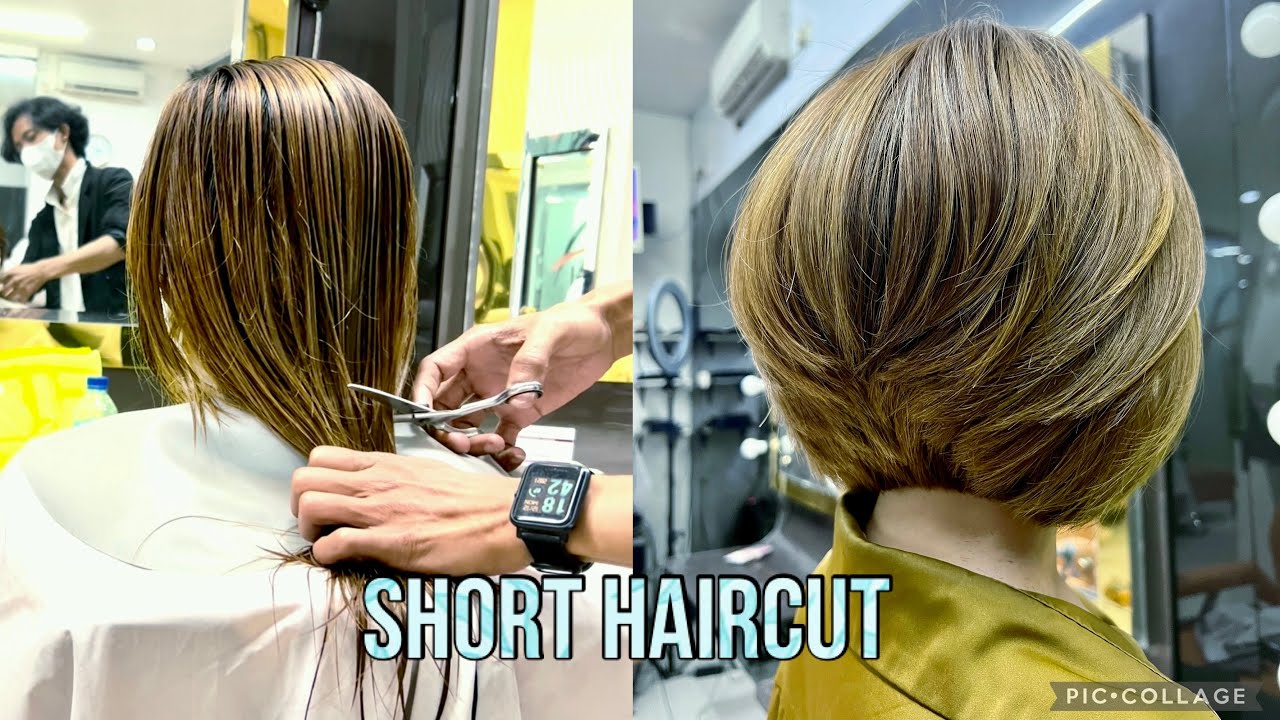 SHORT BOB HAIRCUT | Hair Transformation | Potong rambut bob pendek ...