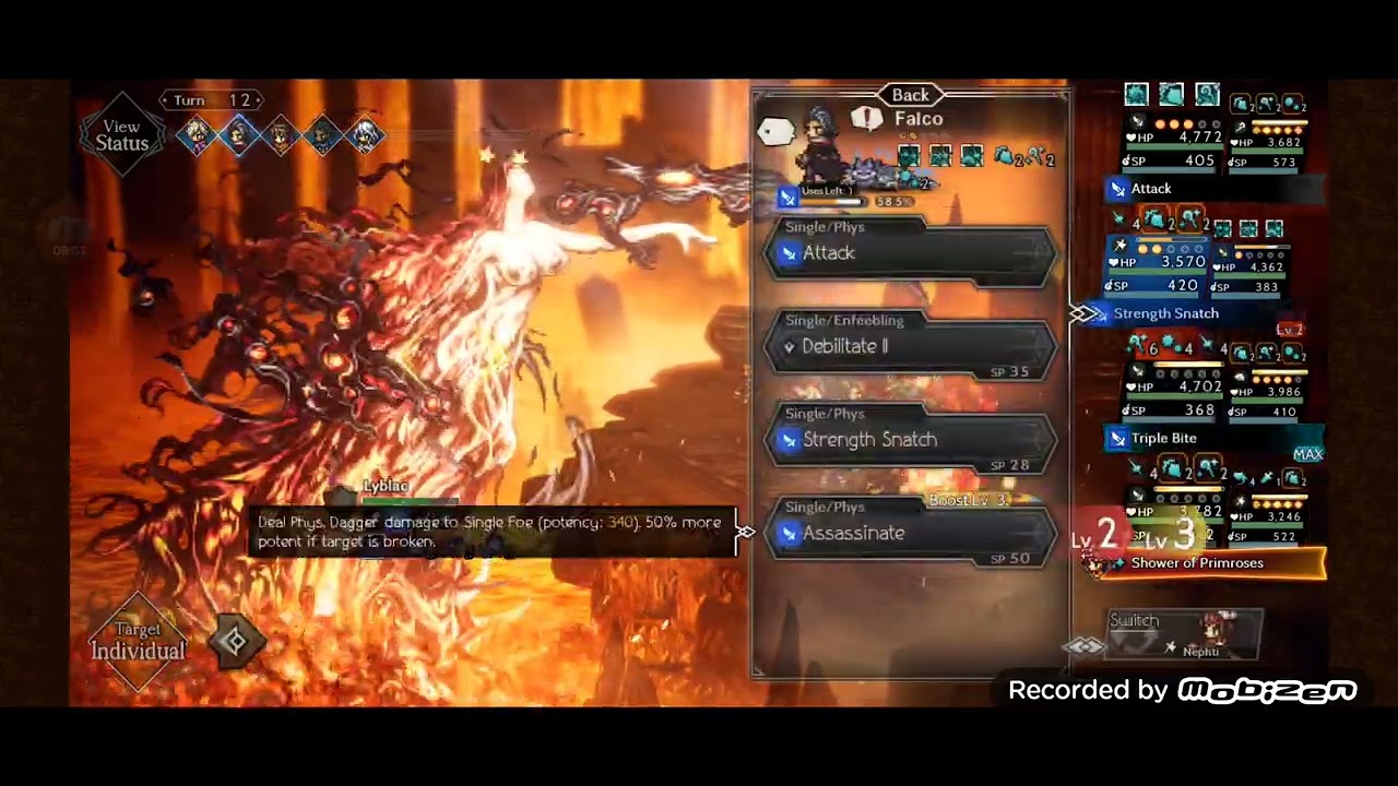 Octopath Traveler COTC Global / Adversary Log / VS Lyblac lv?? EX 3 (N ...