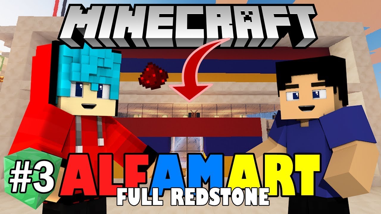 MEMBUAT ALFAMART DENGAN PINTU OTOMATIS REDSTONE | MINECRAFT CREATIVE ...