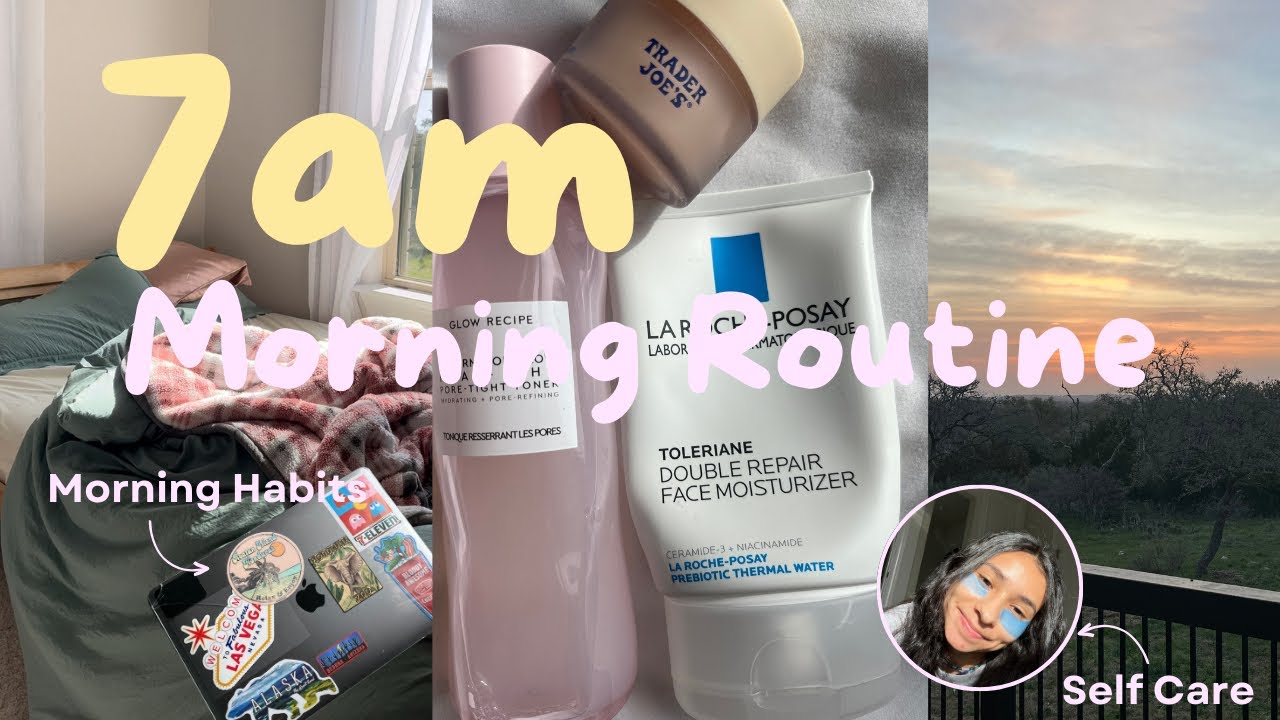 7am morning routine 🌥️🍓 sunrise, skincare, & morning habits - YouTube