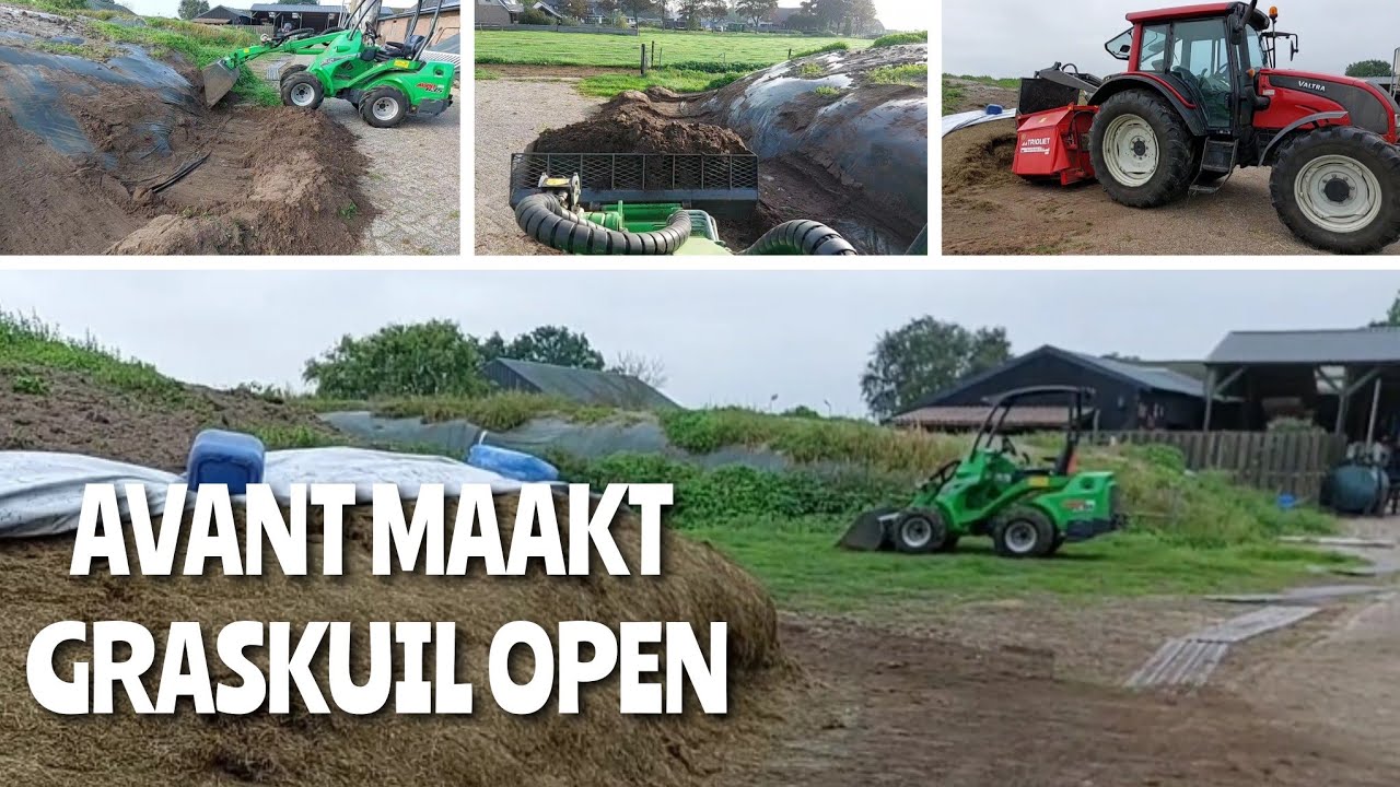 Bult met kuilgras openmaken met de Avant | Boer Gerrit vlogt - YouTube