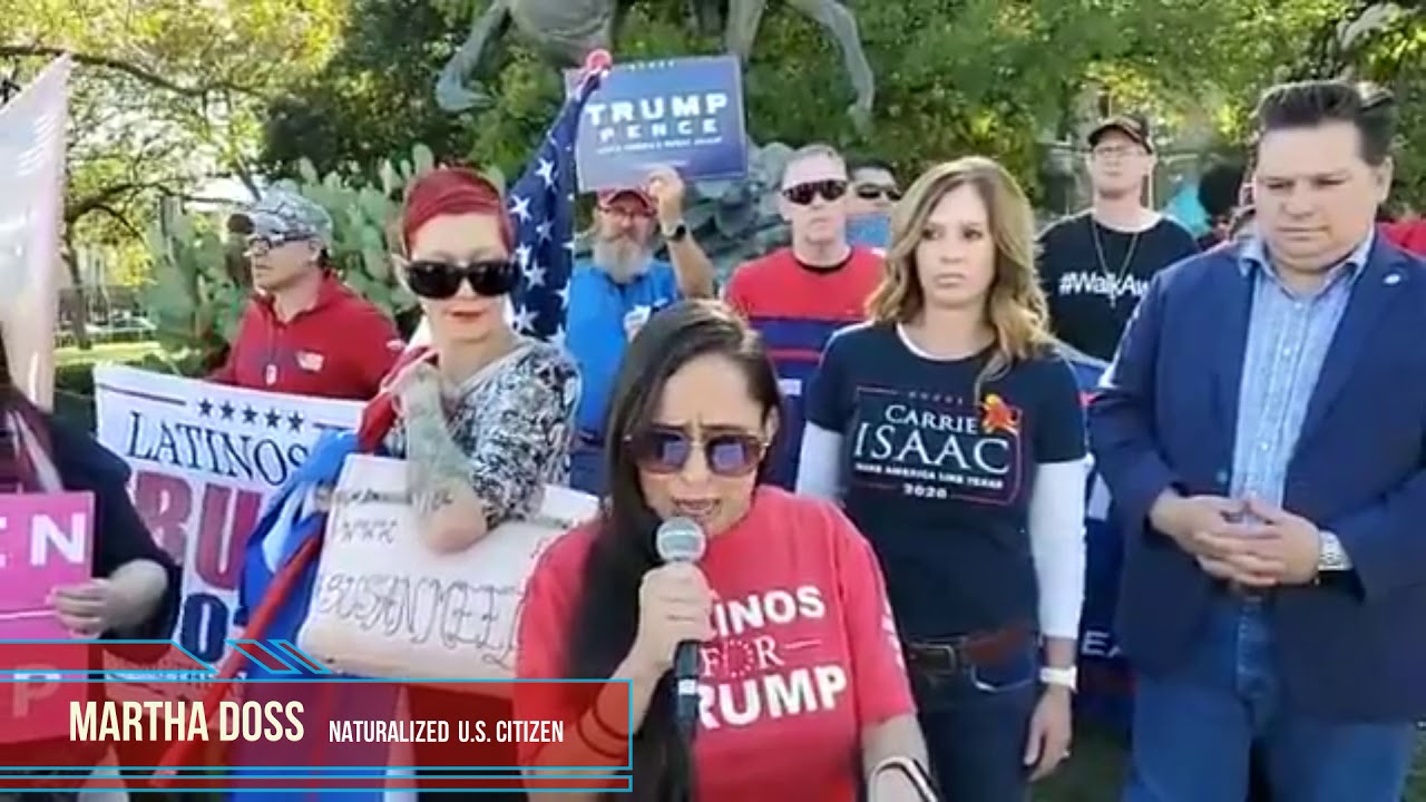 Grateful Naturalized U.S. Citizen MARTHA DOSS speaks at a Trump Rally ...