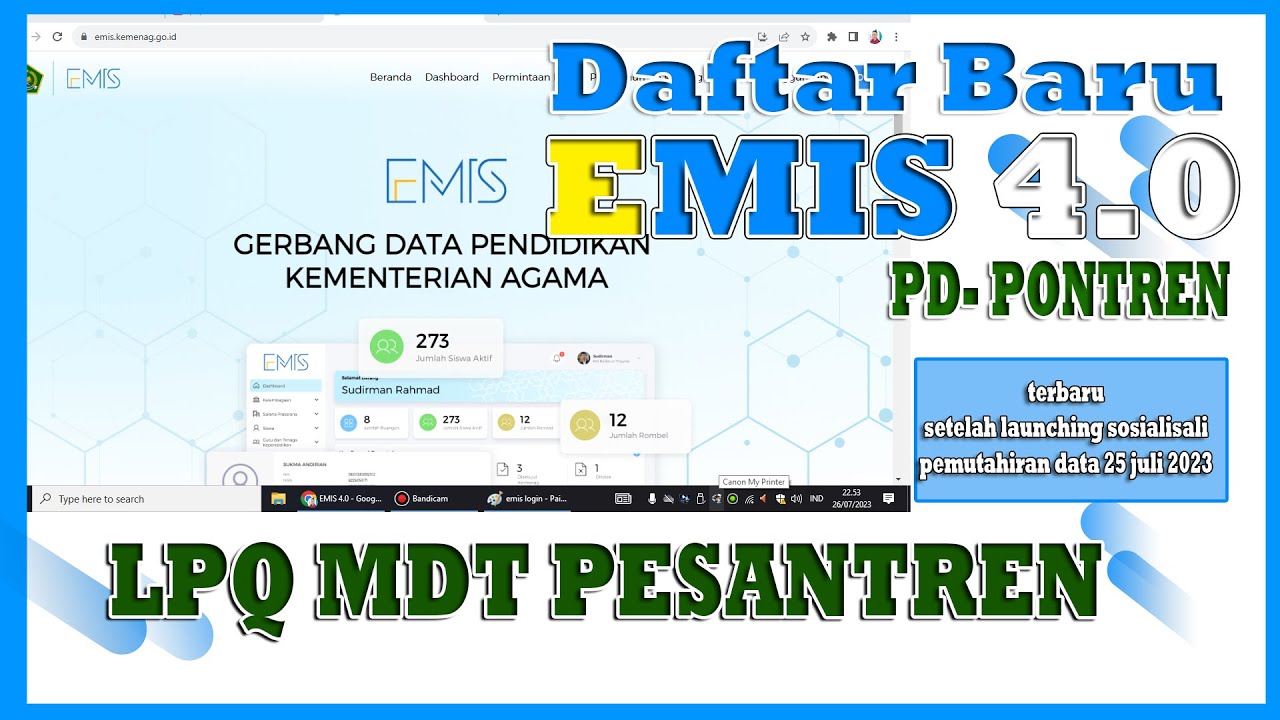 CARA DAFTAR BARU EMIS 4.0 PD PONTREN SEMESTER GANJIL TA 2023/2024 | UPDATE EMIS PD PONTREN - YouTube