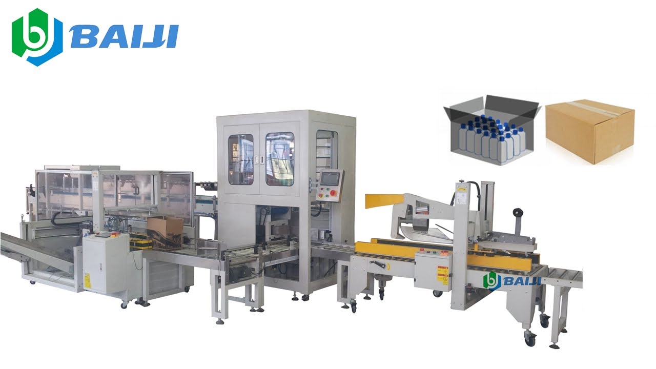 Fully automatic grab type carton box case unpacking packing sealing ...