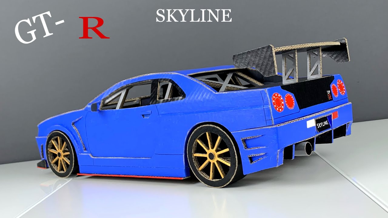 Nissan Skyline GT-R R34 cardboard car - YouTube