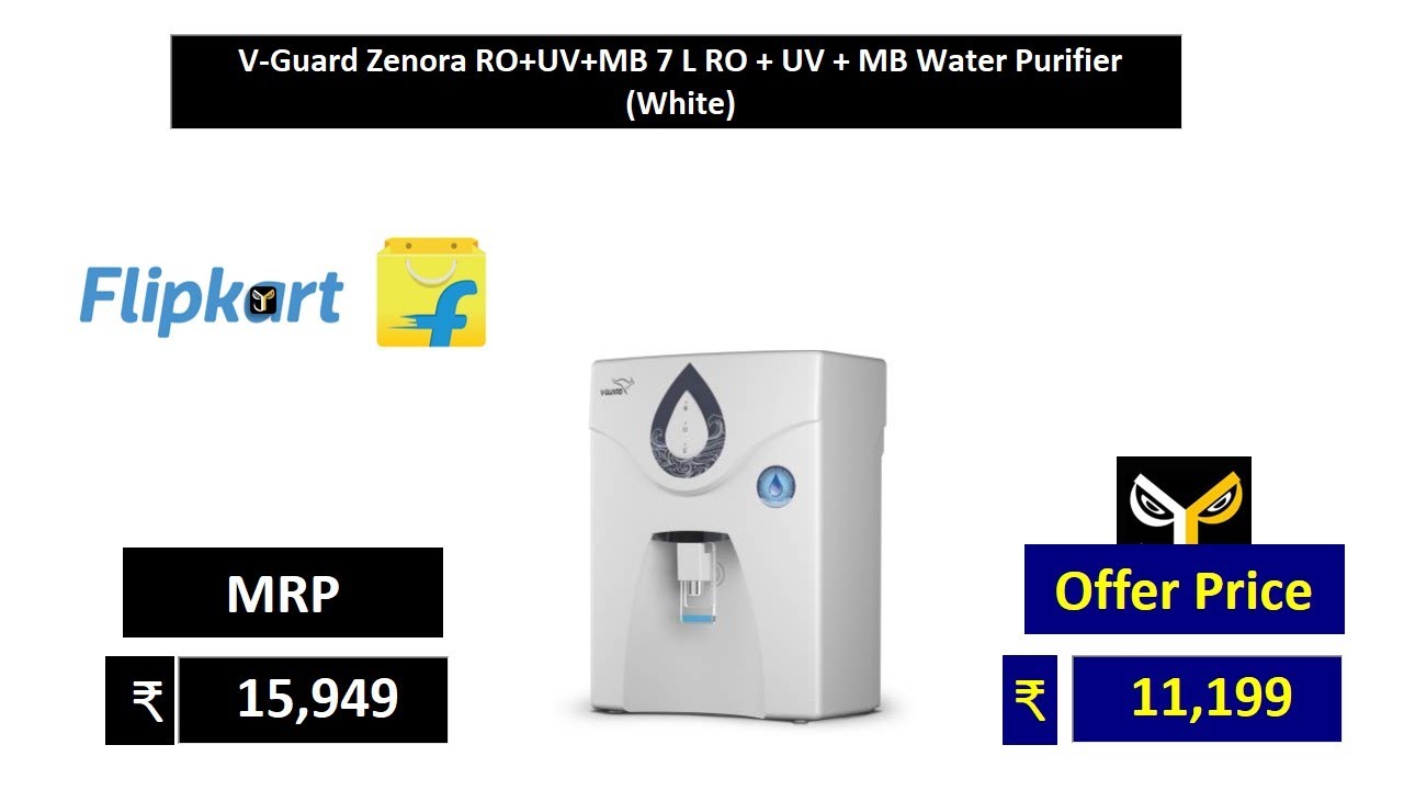 V Guard Zenora RO+UV+MB 7 L RO + UV + MB Water Purifier White - YouTube