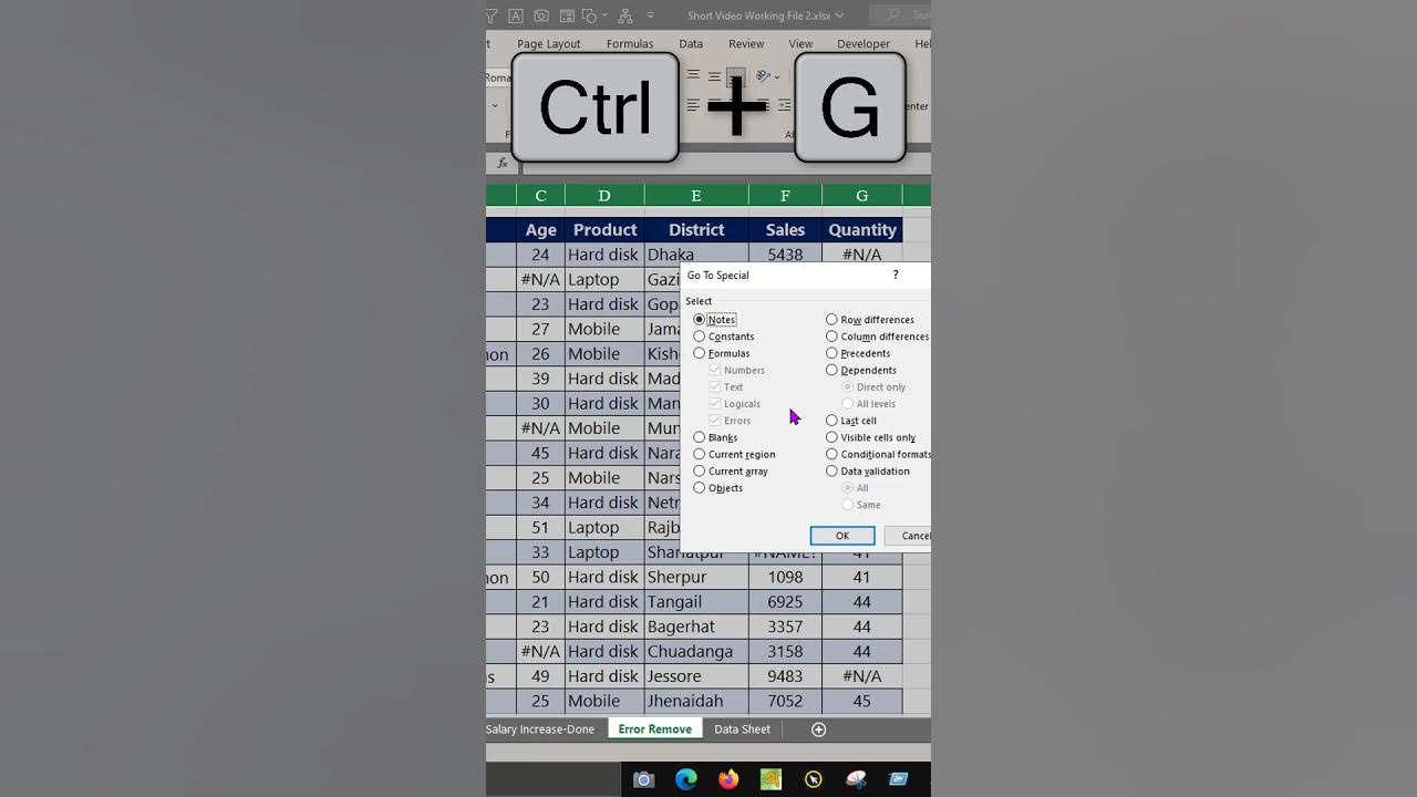 Remove all errors with a keyboard shortcut 👉 Excel Shorts Video - YouTube
