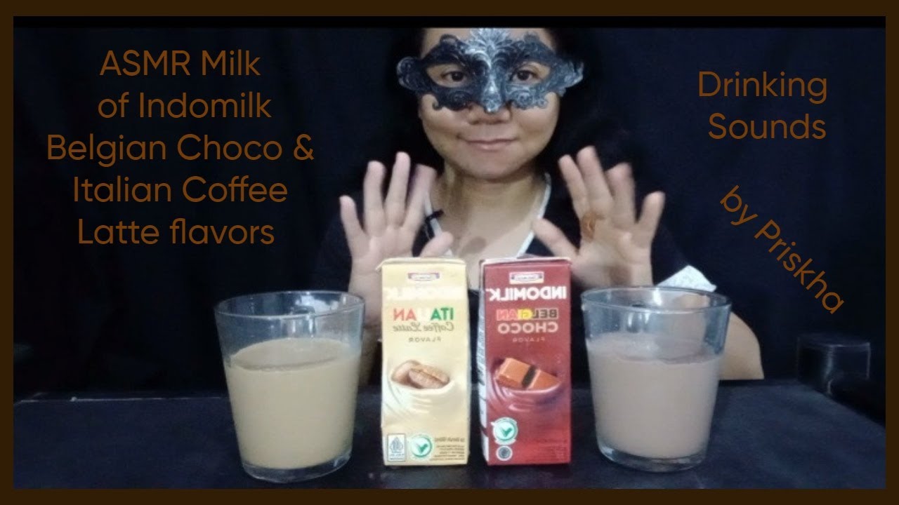 ASMR Drinking Belgian Choco Milk & Italian Coffee Latte Milk. Drinking ...