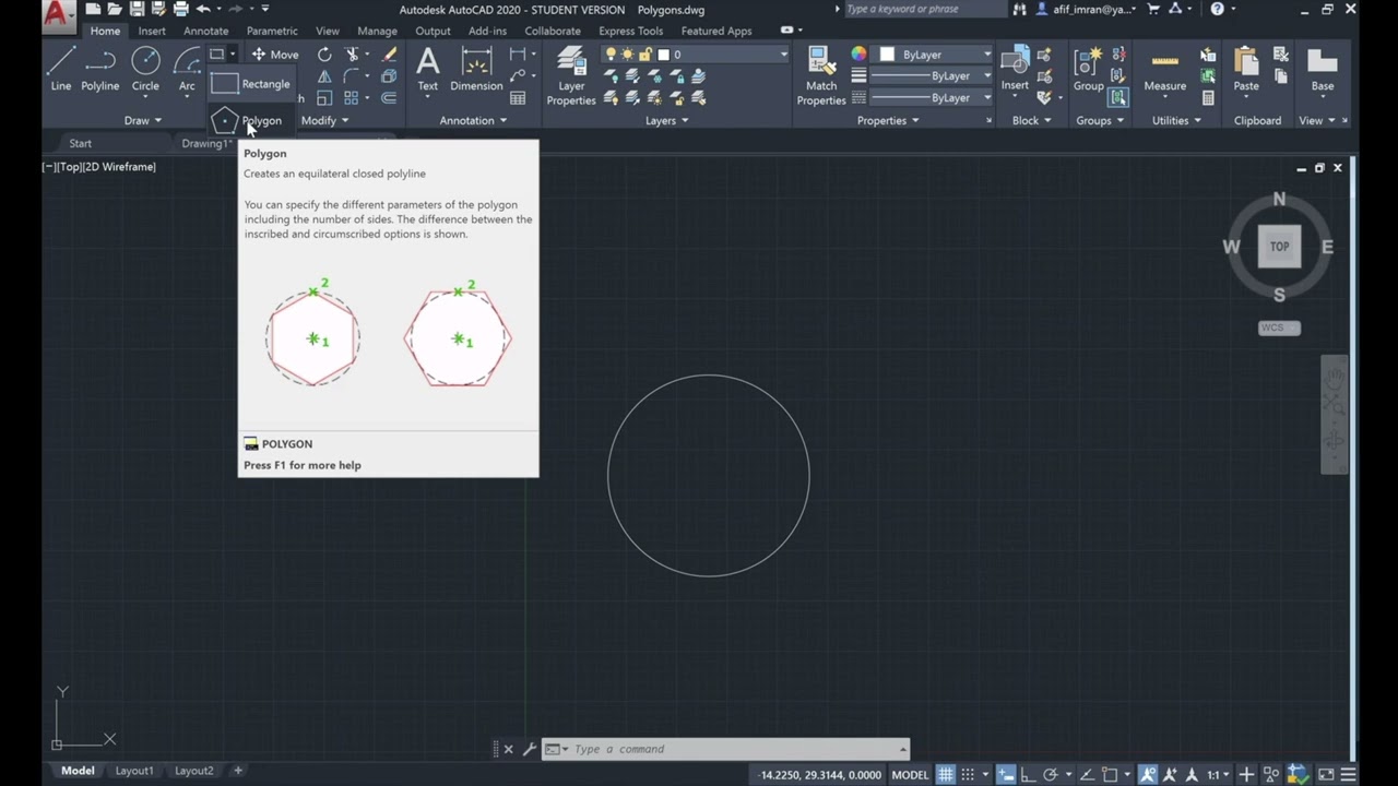 20- Rectangle and Polygon commands/ أوتوكاد ٢٠٢٠ - YouTube