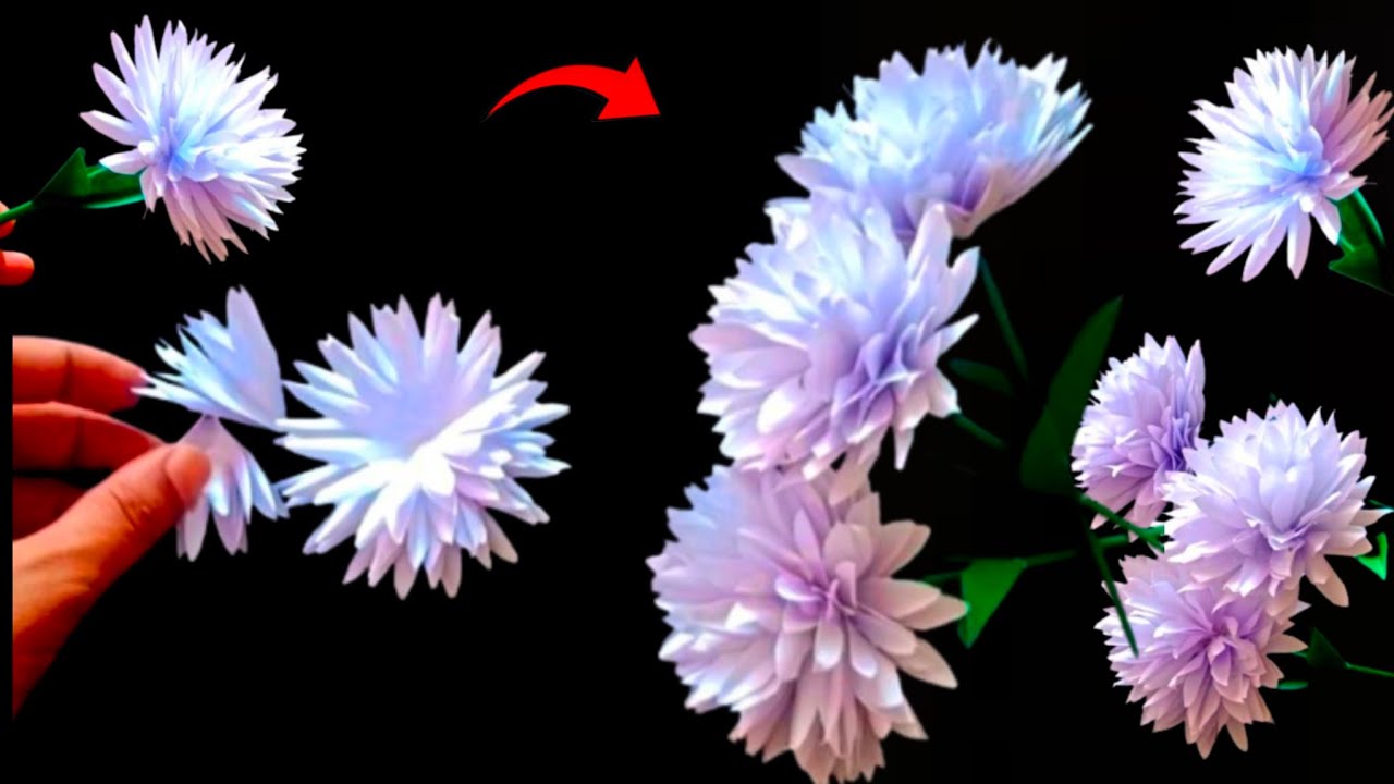 Very Easy White Paper Flower Craft | Paper Flower Making Step By Step ...