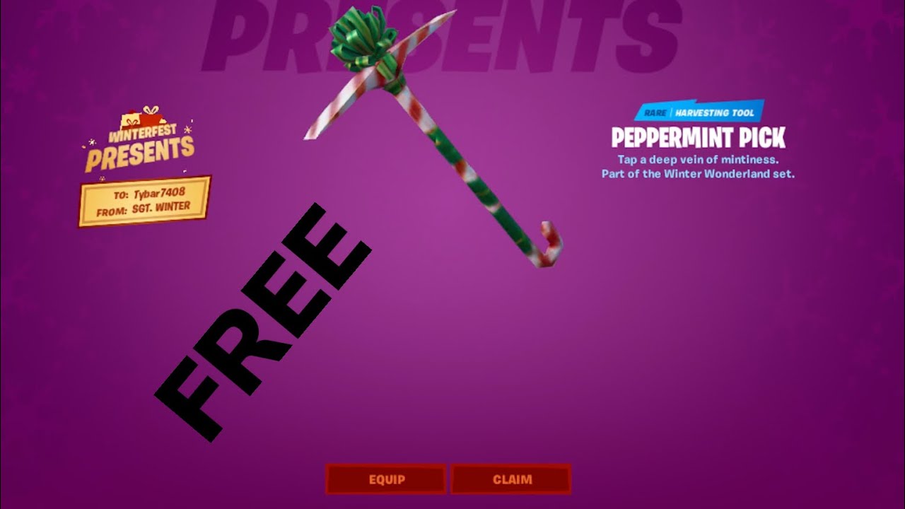 HOW TO GET THE FREE PEPPERMINT PICK IN FORTNITE. (WinterFest) - YouTube