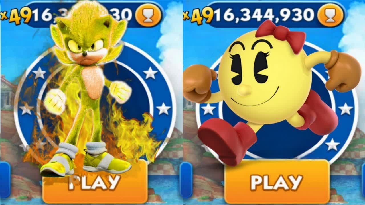 Sonic Dash - Movie Super Sonic VS Ms.PacMan _ Movie Sonic vs All Bosses ...
