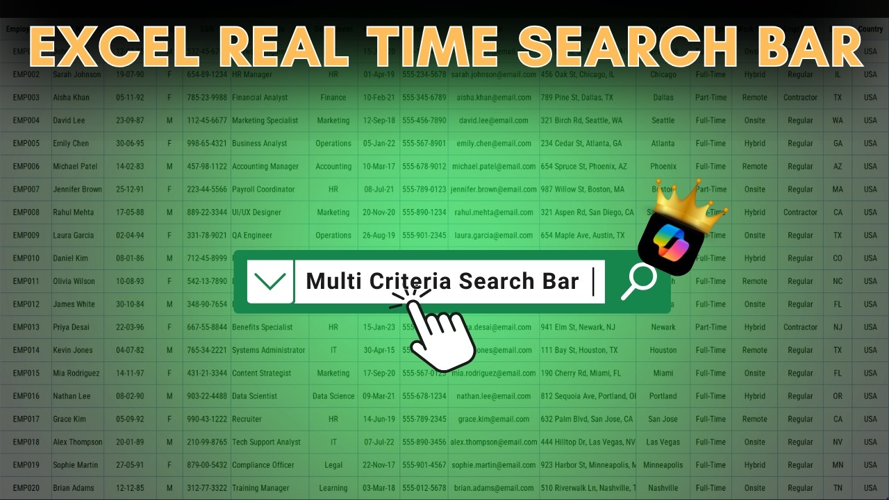 How To Use Copilot To Make A Dynamic Search Bar In Excel - YouTube