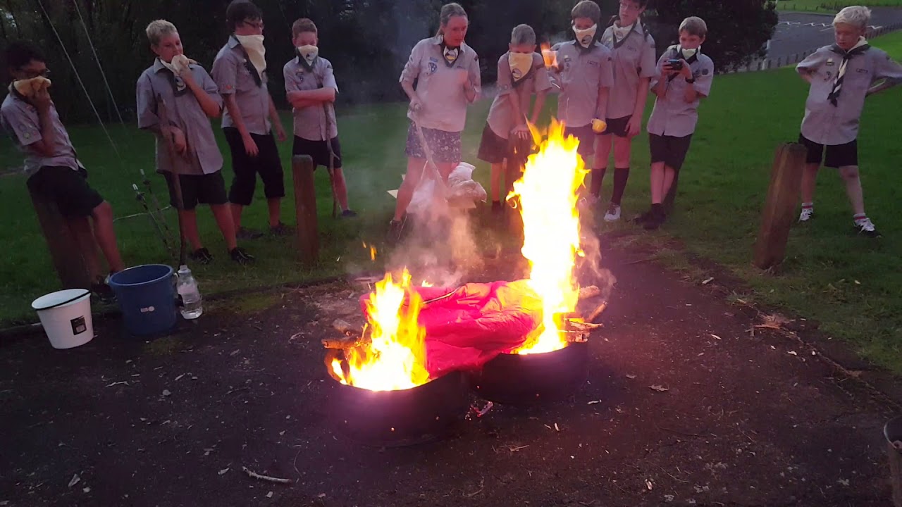 Burning pillow and sleeping bag - YouTube