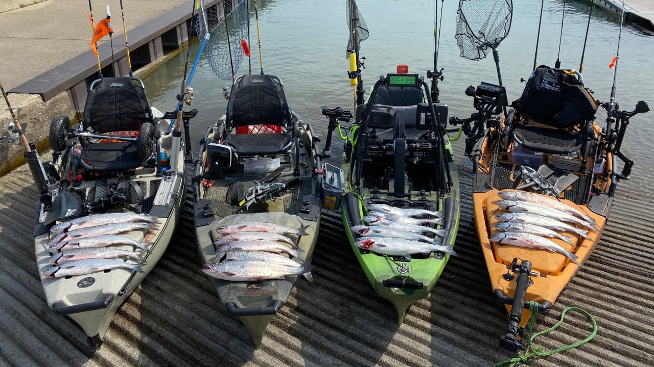 EPIC Kayak Fishing 4-Man Spring Coho Salmon Limit on Lake Michigan ...