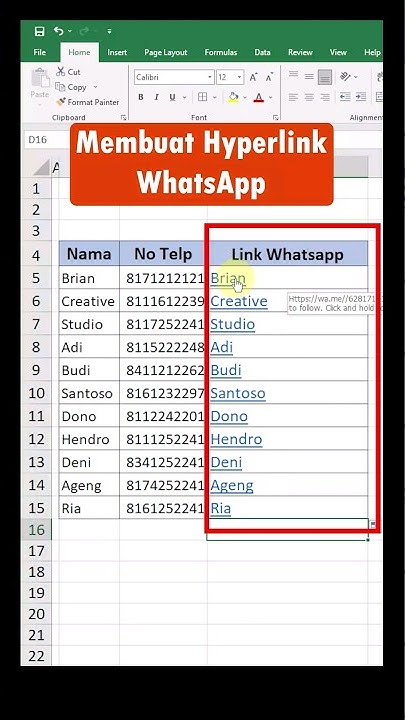 Cara Cepat Membuat Hyperlink Whatsapp | Microsoft Excel | #shorts - YouTube
