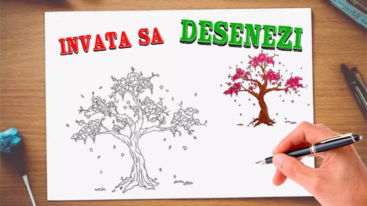 Cum desenez un COPAC 💮 Cires inflorit - Sakura | Tutorial Incepatori ...