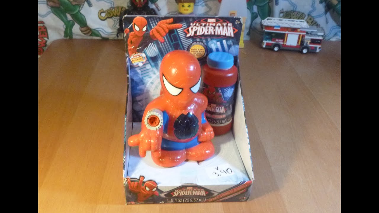 Ultimate Spider-Man Spidey Strikes! Bubbles Bubble Machine opening ...