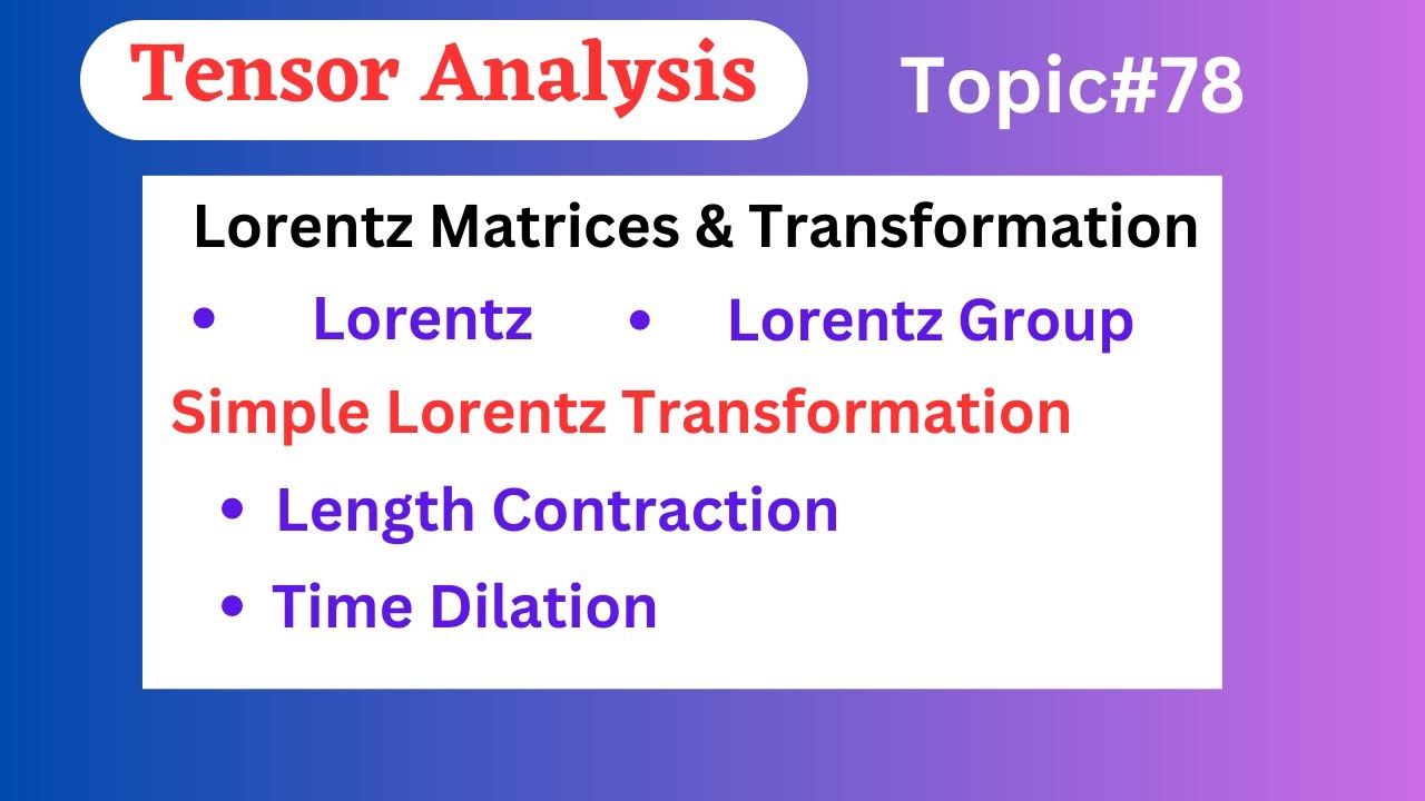 78.Lorentz Matrices & Transformation |Length Contraction|Time Dilation ...