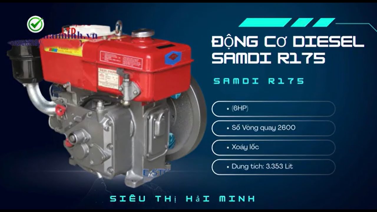 bàn giao Động cơ Diesel Samdi R175 (6HP) - YouTube