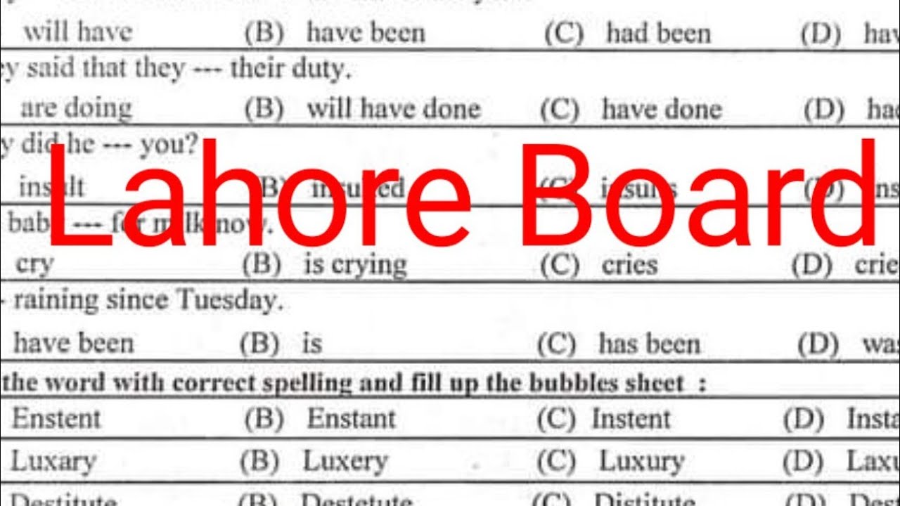 10th Class English Lahore Board Paper 2024 | 10th English Group 1 2024 ...