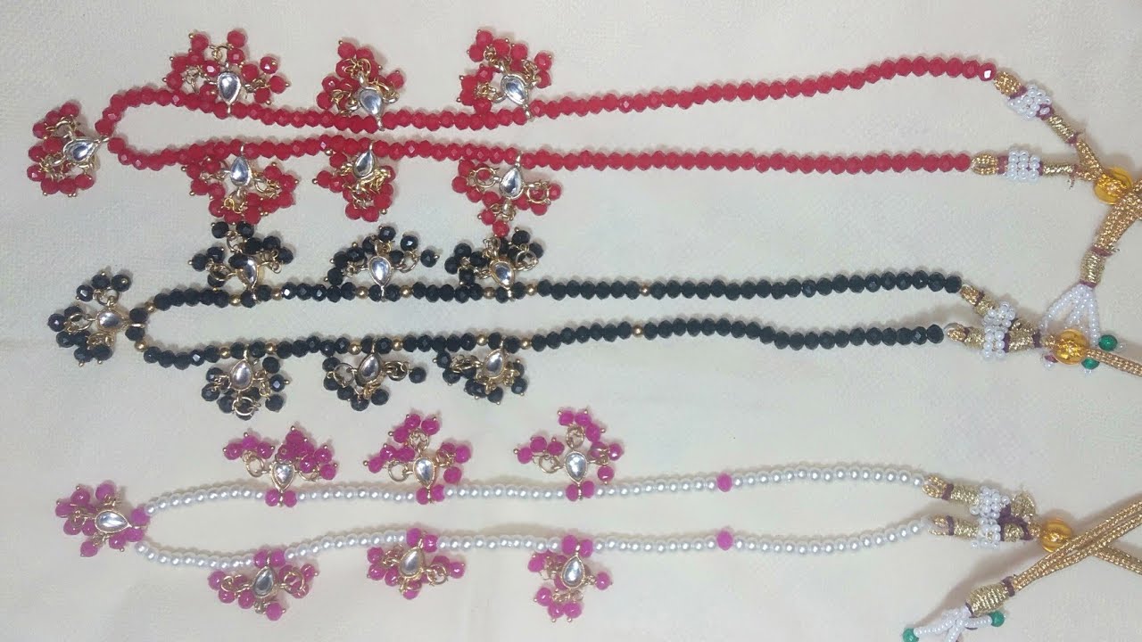 DIY crystal homemade Mala//easy homemade kundan mala//Jewellery Mala ...