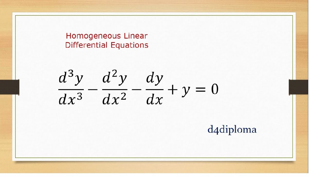 Diploma Maths - Homogeneous Linear Differential Equations Example 14 - YouTube