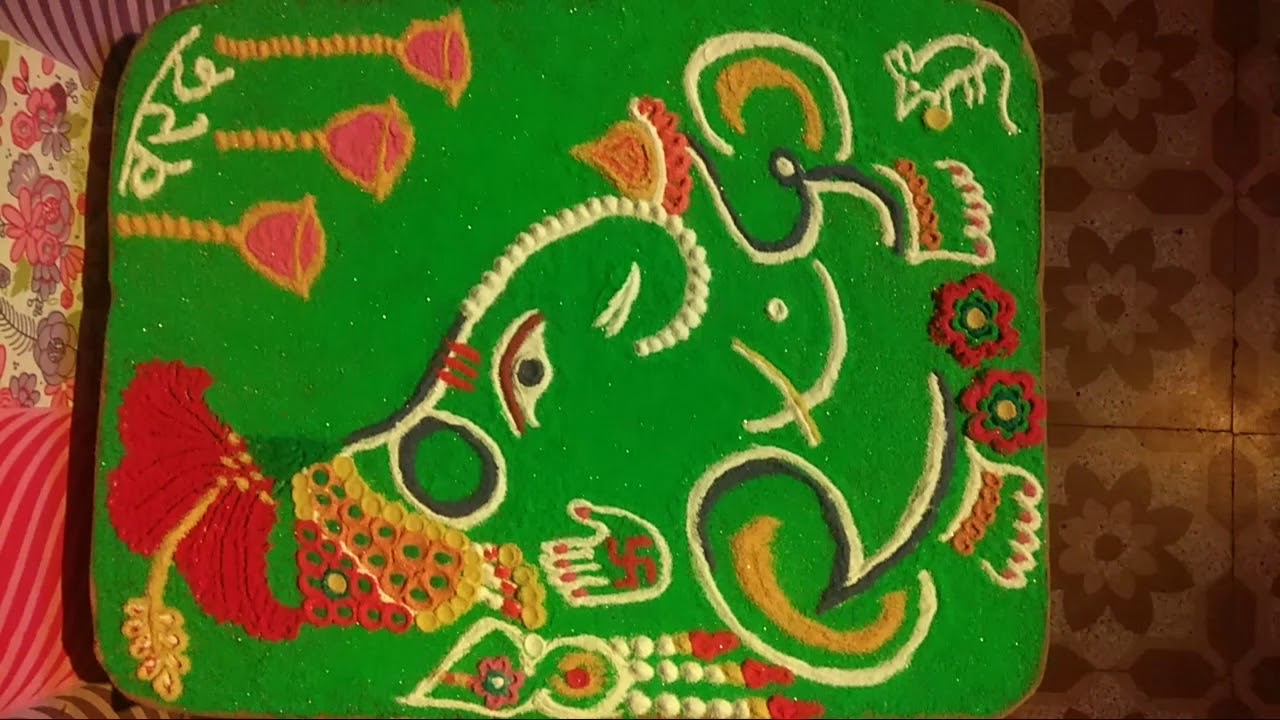 Ganpati bappa rangoli - YouTube