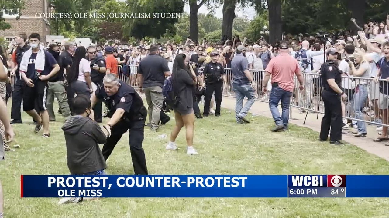 Pro-Palestinian protestors face counter-protestors at Ole Miss - YouTube