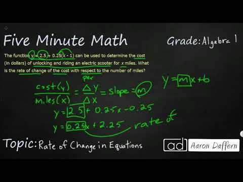 Algebra 1 Rate of Change in Equations - YouTube